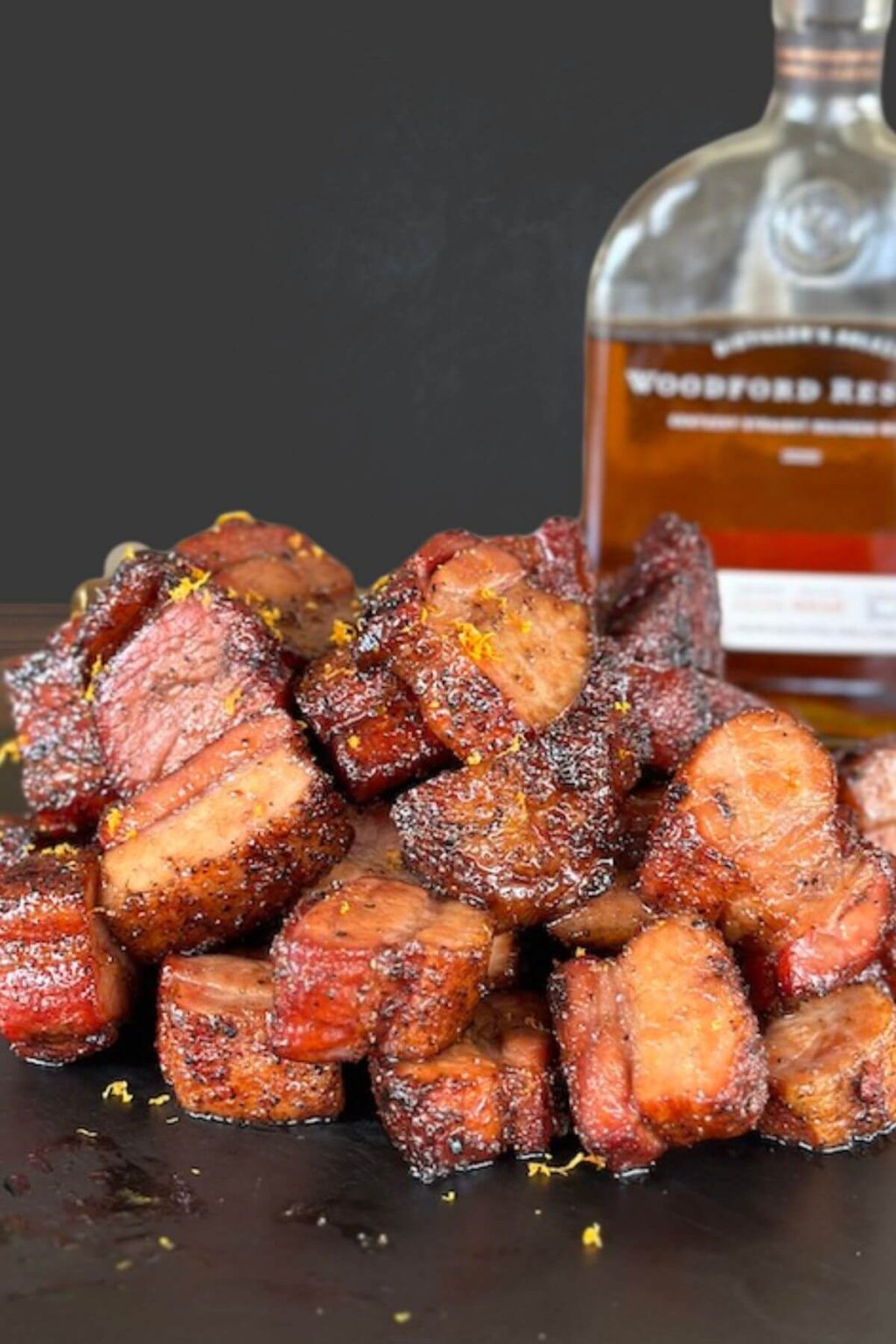 Smoked Pork Belly Burnt Ends with Bourbon Citrus Glaze | Pellets and Pits